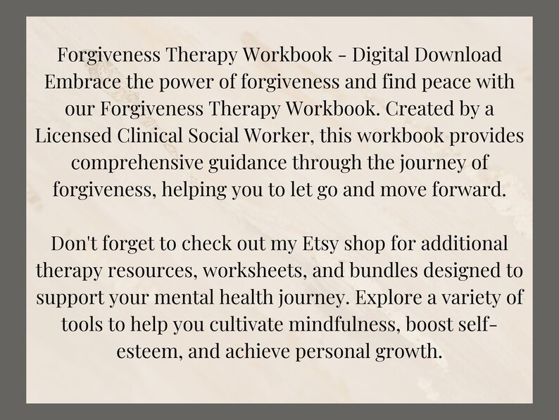 Forgiveness Therapy Worksheets, Self Help Self Growth Worksheets, Self ...