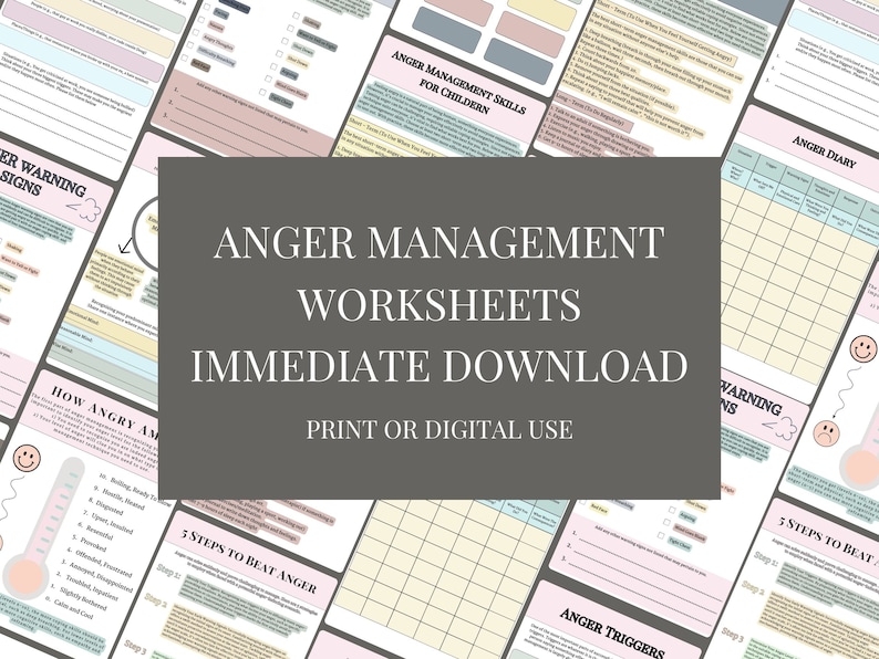 Anger Management Worksheets, Mental Health Worksheets, Self-help ...