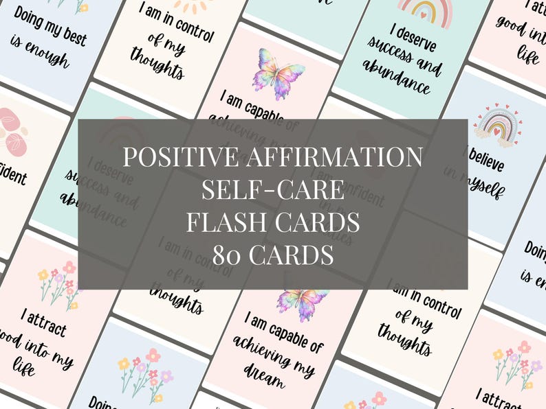 Positive Affirmation Self-care Flashcards, Positive Quote Flash Cards ...