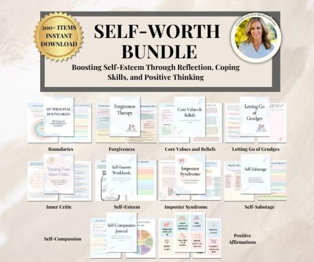 Self-worth Worksheet Bundle Self-esteem Cards for Teens, Self-esteem ...