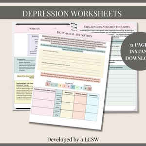 Depression Worksheets, Therapy Worksheets, Therapist Tools, Anxiety ...