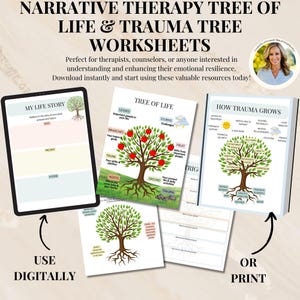 Narrative Therapy Worksheet Bundle Tree of Life and Trauma Tree Life ...