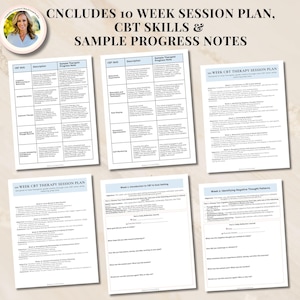 CBT Bundle Session Plans & Progress Notes for Therapy Sessions,cbt ...
