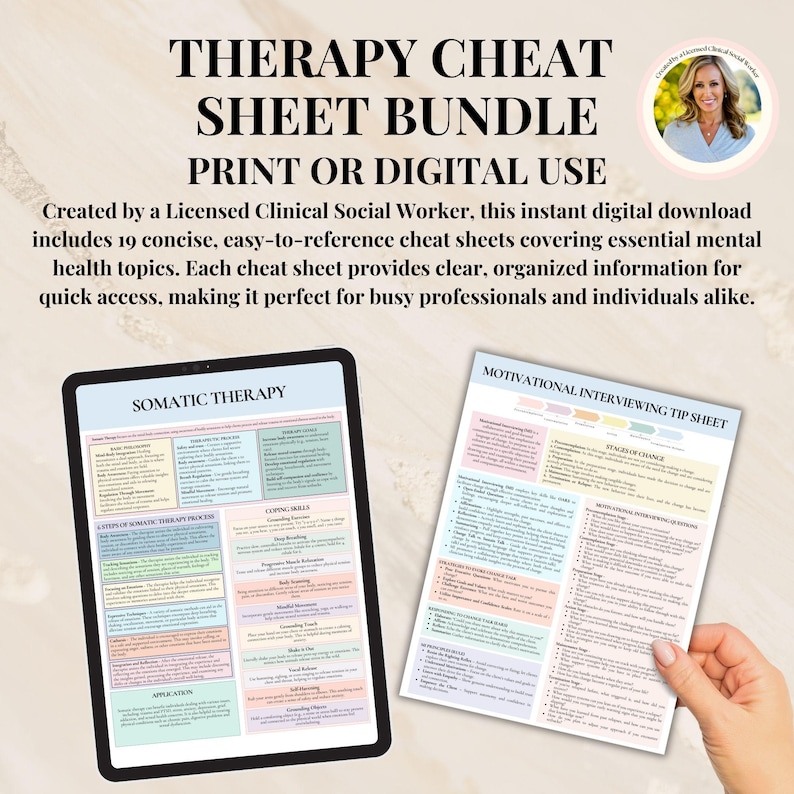 Therapy Cheat Sheet Bundle for Therapists and Mental Health ...