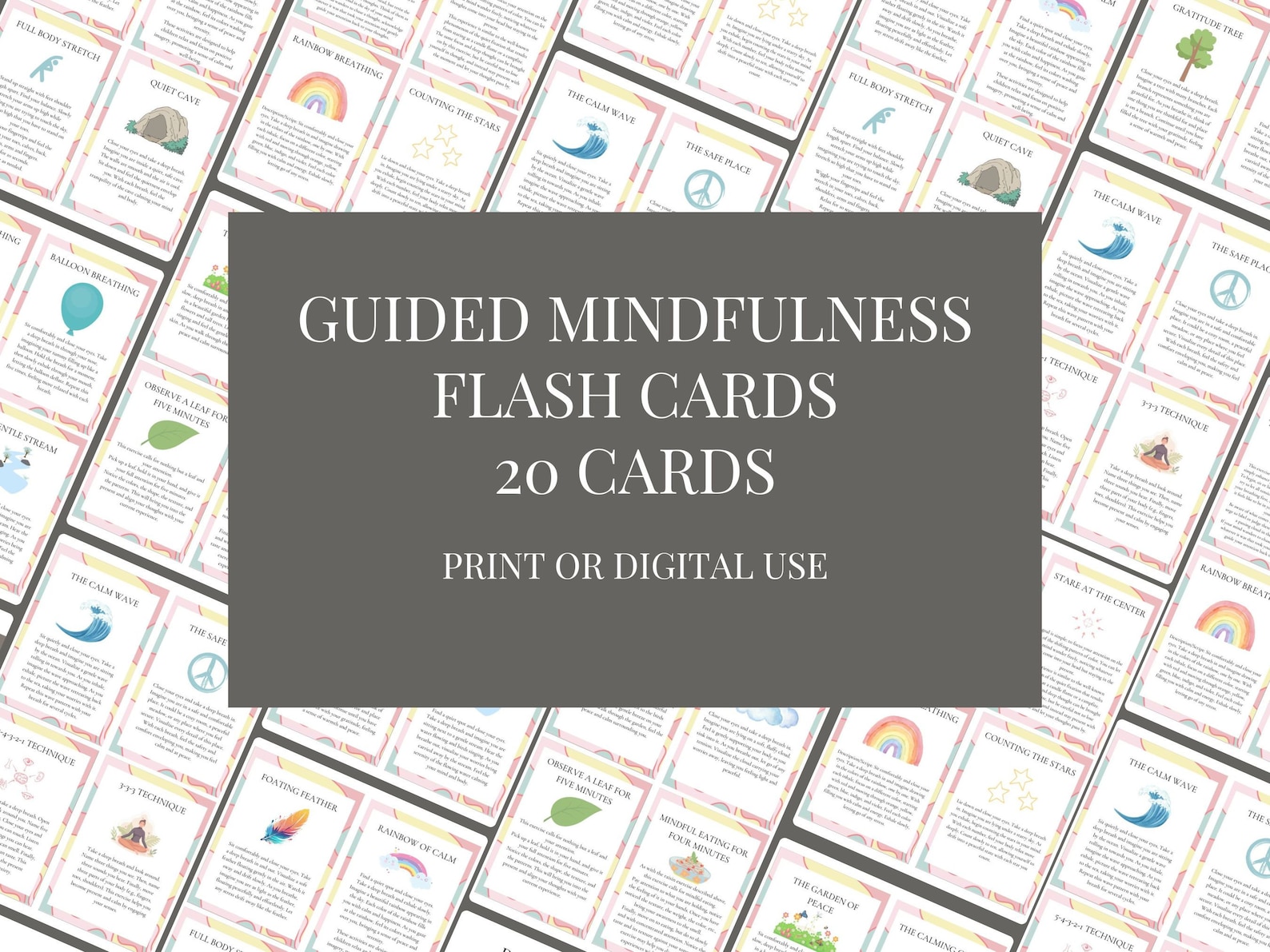 Guided Mindfulness Flash Cards, Anxiety Coping Skill Cards, Guided ...