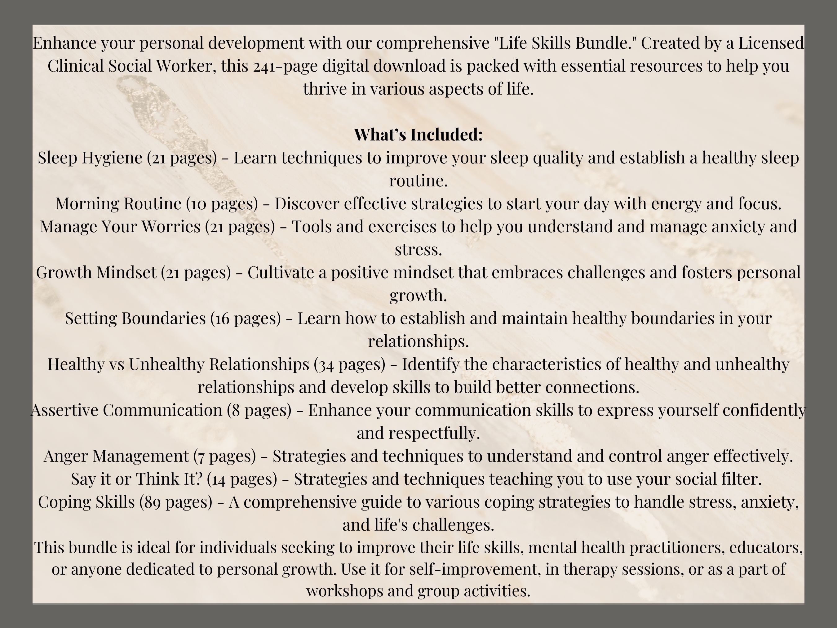 Kids Teen Life Skills Worksheet Bundle, Therapy Worksheets, Calming ...