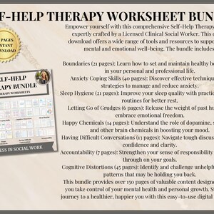 Therapy Worksheet Bundle, Self-help Therapy Bundle. Self-care Coping ...
