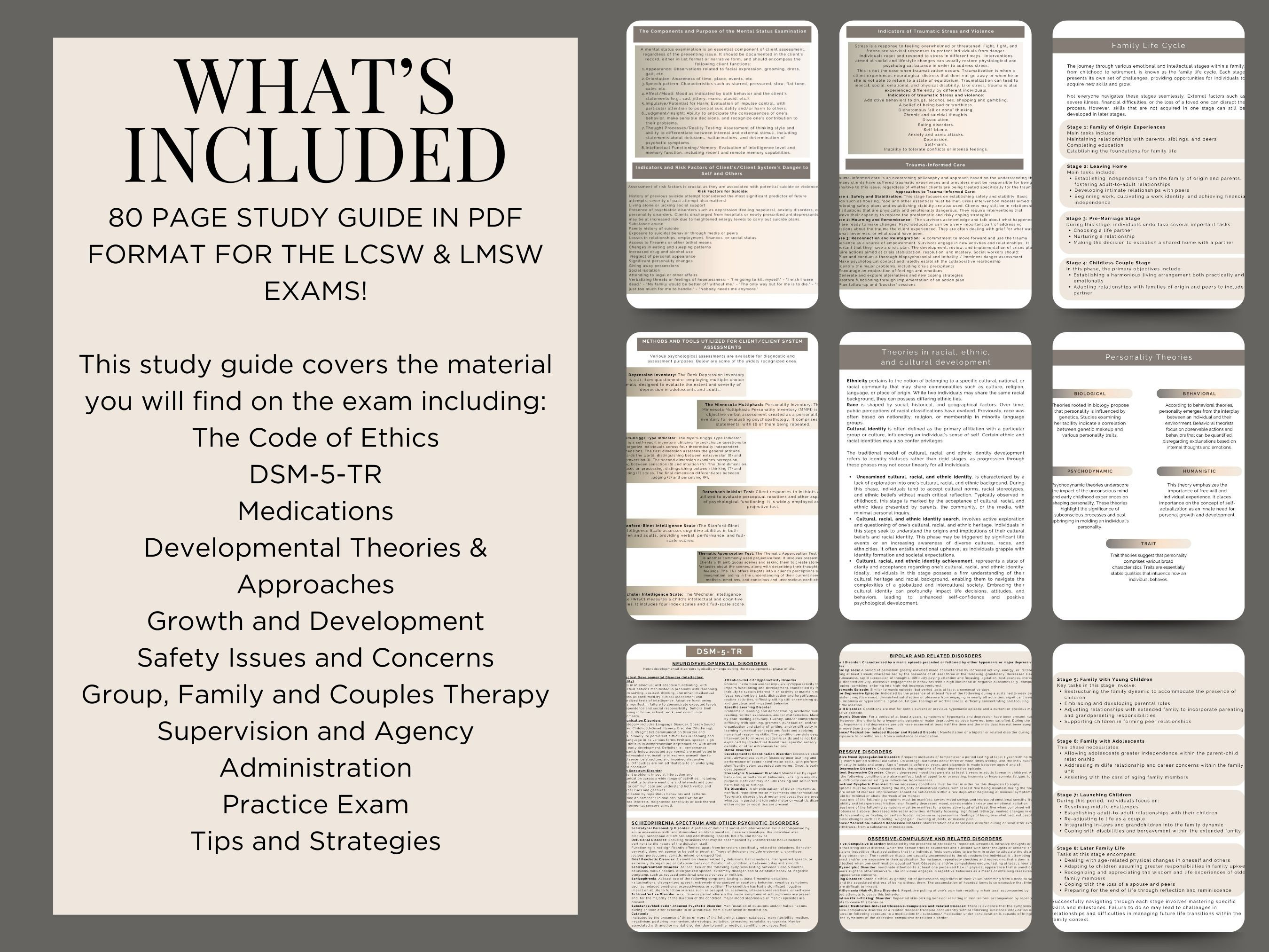 LCSW/LMSW Study Guide, ASWB Exam Tool, Complete Lcsw Lmsw Exam Study ...