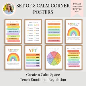 Set of 8 Calm Corner Posters Office Decor School Psychologist Wall Art ...