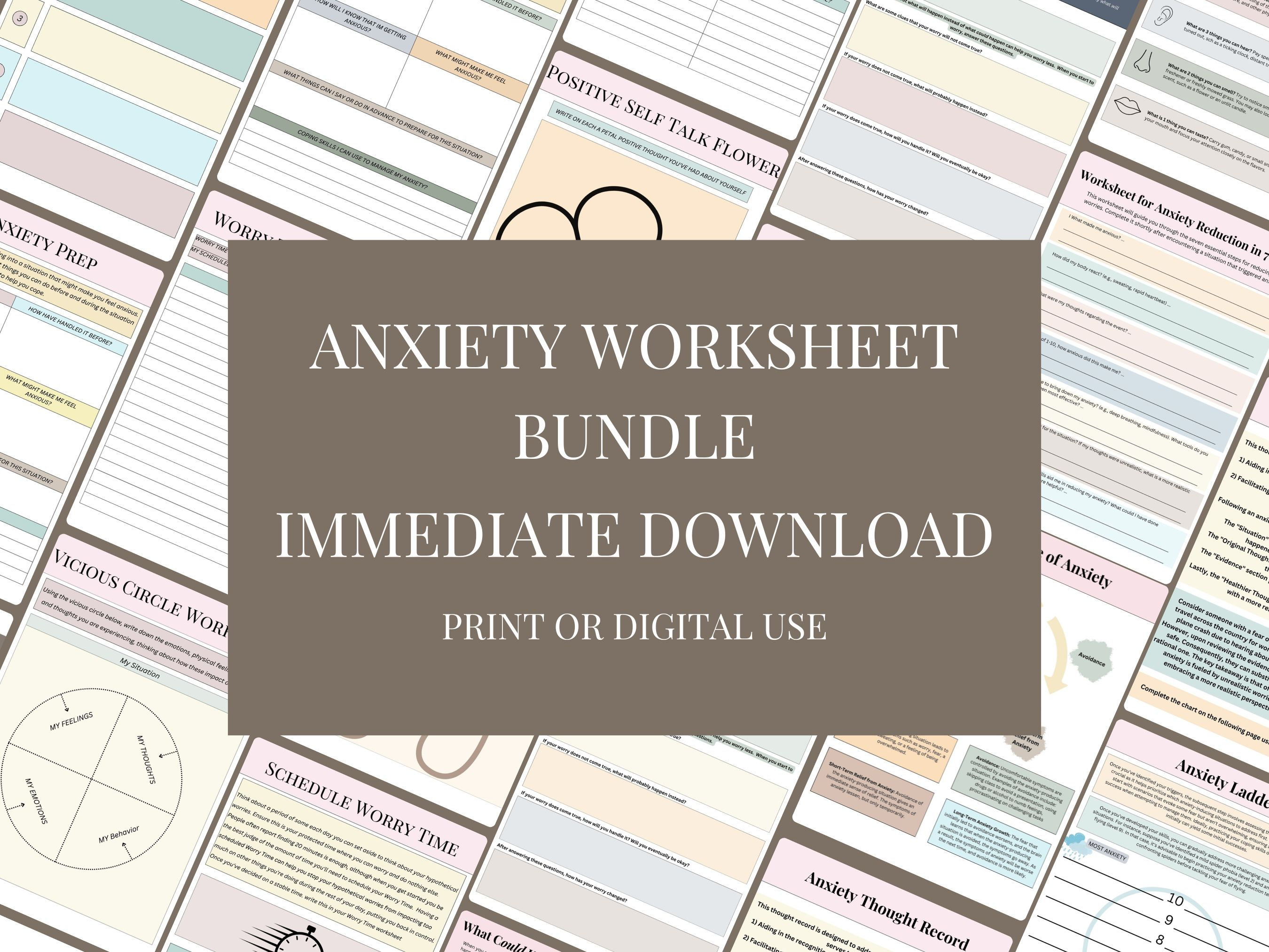 Anxiety Worksheets Bundle, Therapy Tools, Therapy Worksheets, Therapy ...