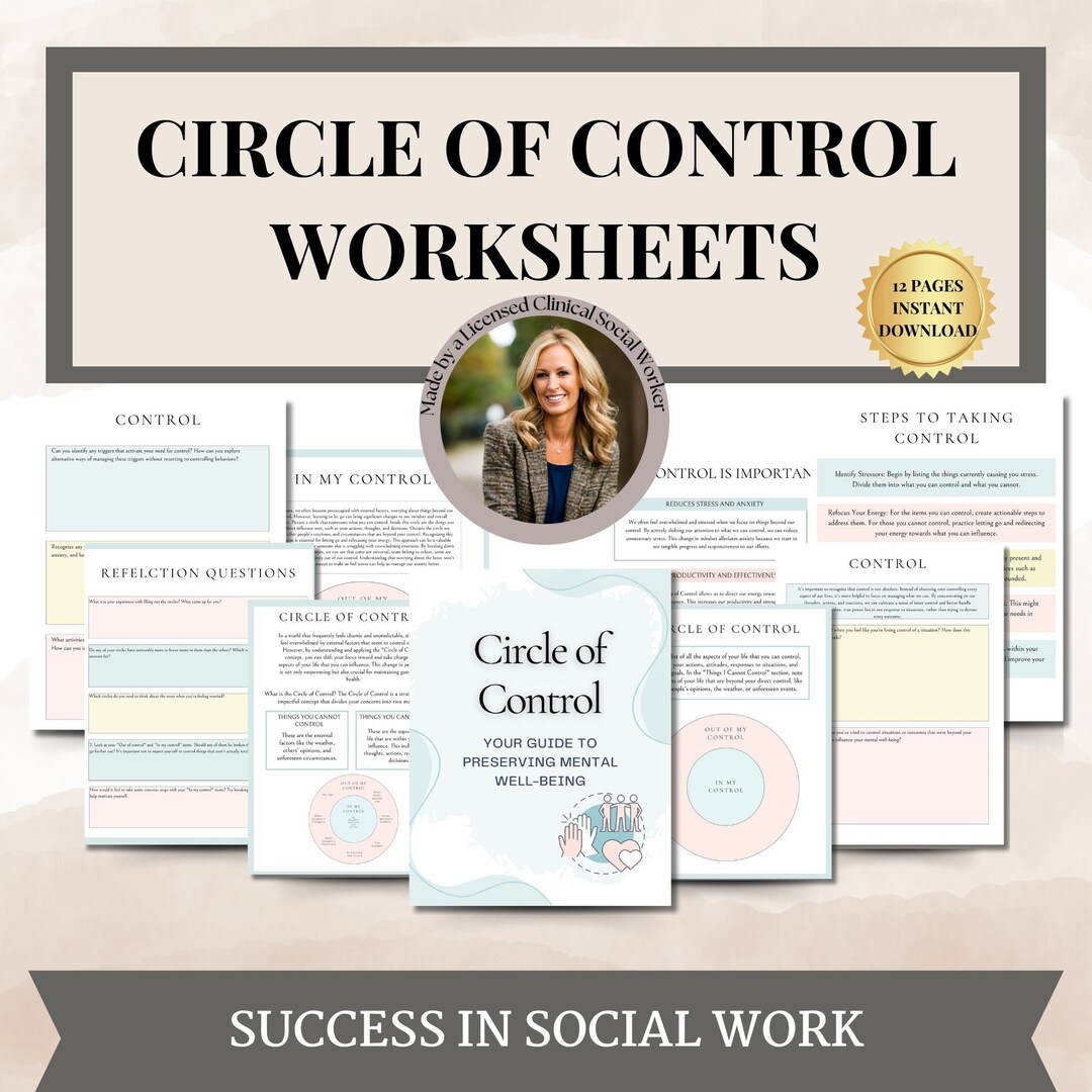 Circle of Control Therapy Worksheets, Worry Worksheets, Things I Can ...