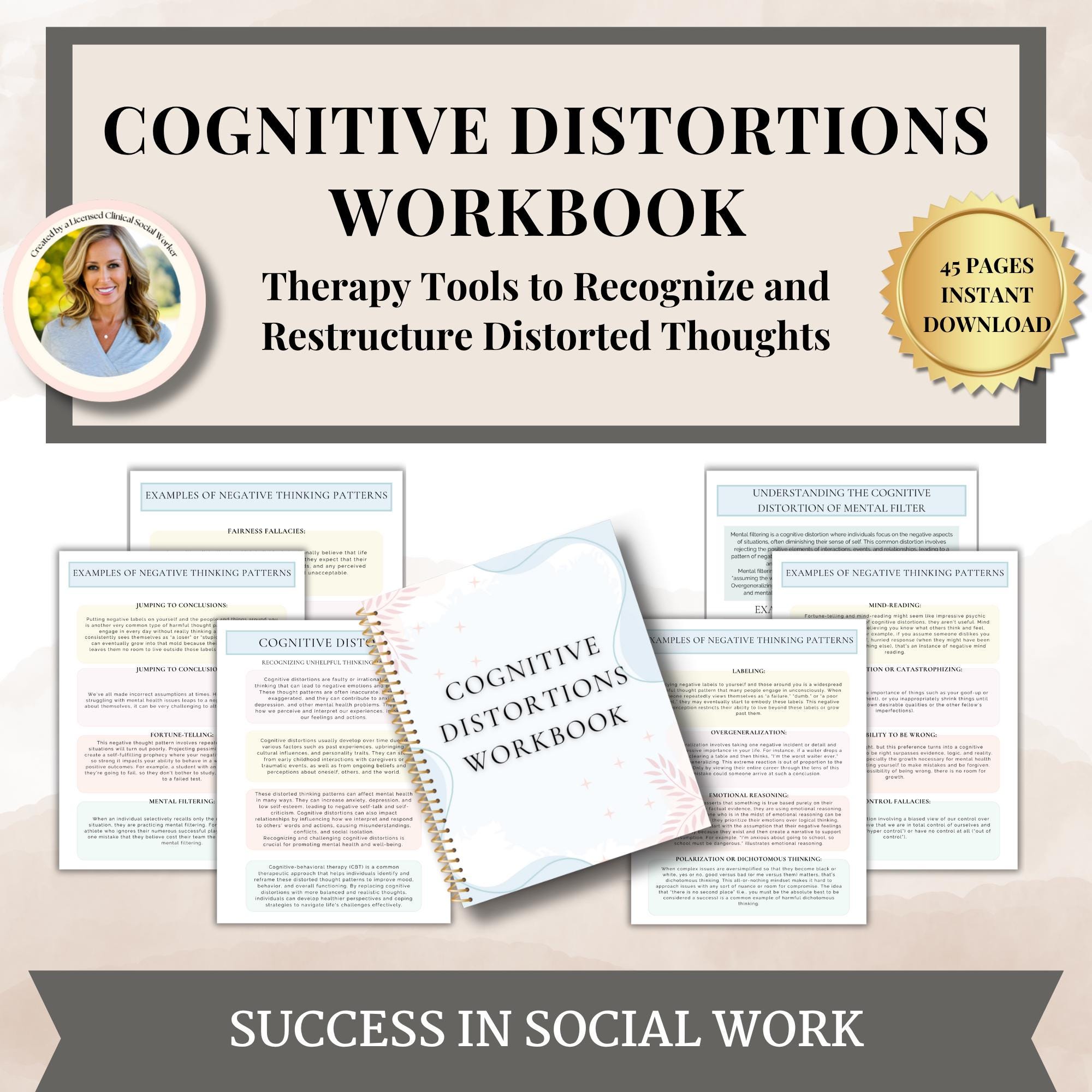 Cognitive Distortions Worksheets, Challenging Negative Thoughts ...