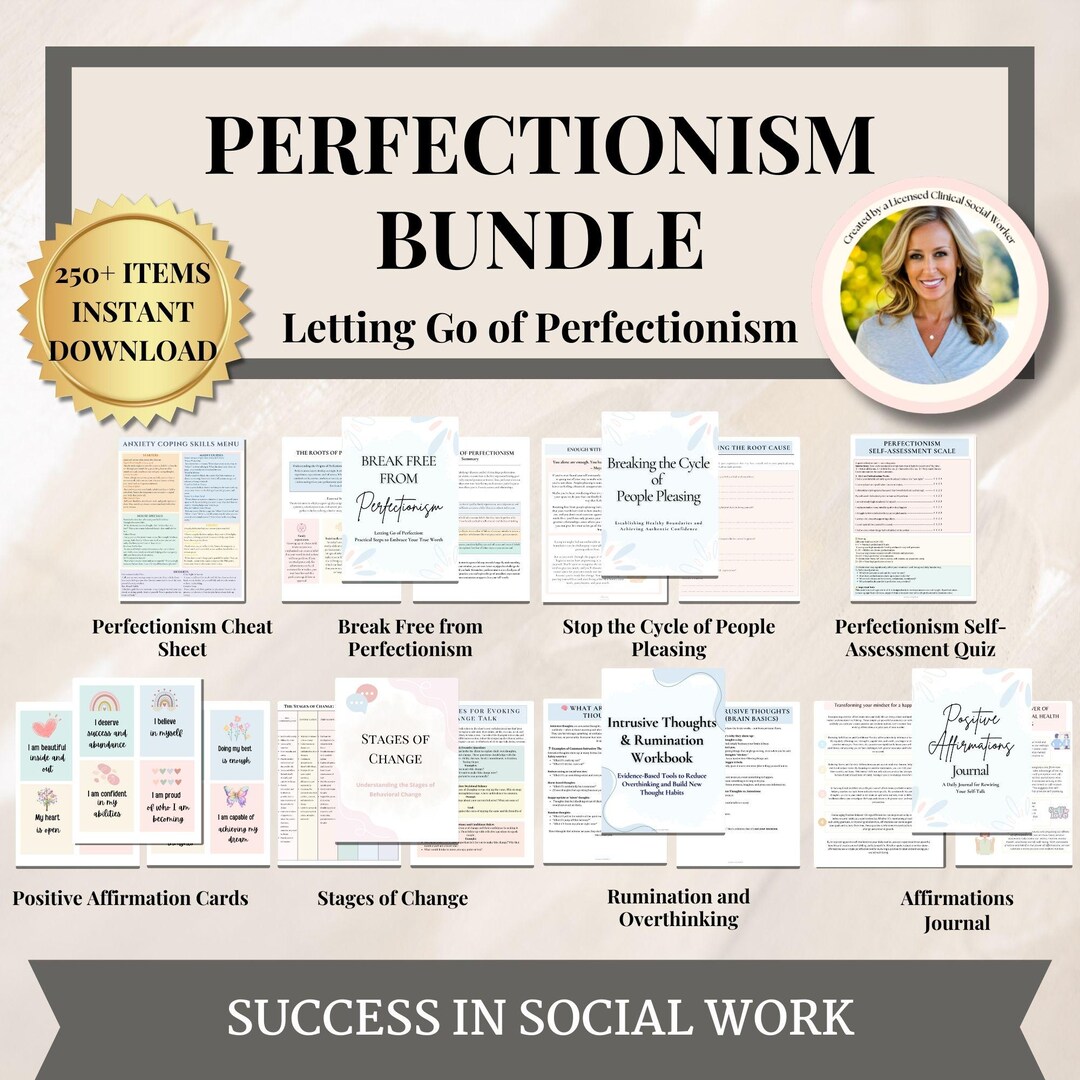 Perfectionism Mega Therapy Worksheet Bundle for Perfectionists Break ...