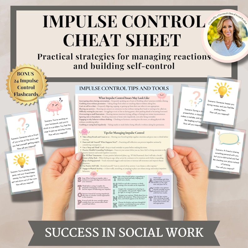 Impulse Control Cheat Sheet & Coping Skills Strategies, Adhd-executive ...