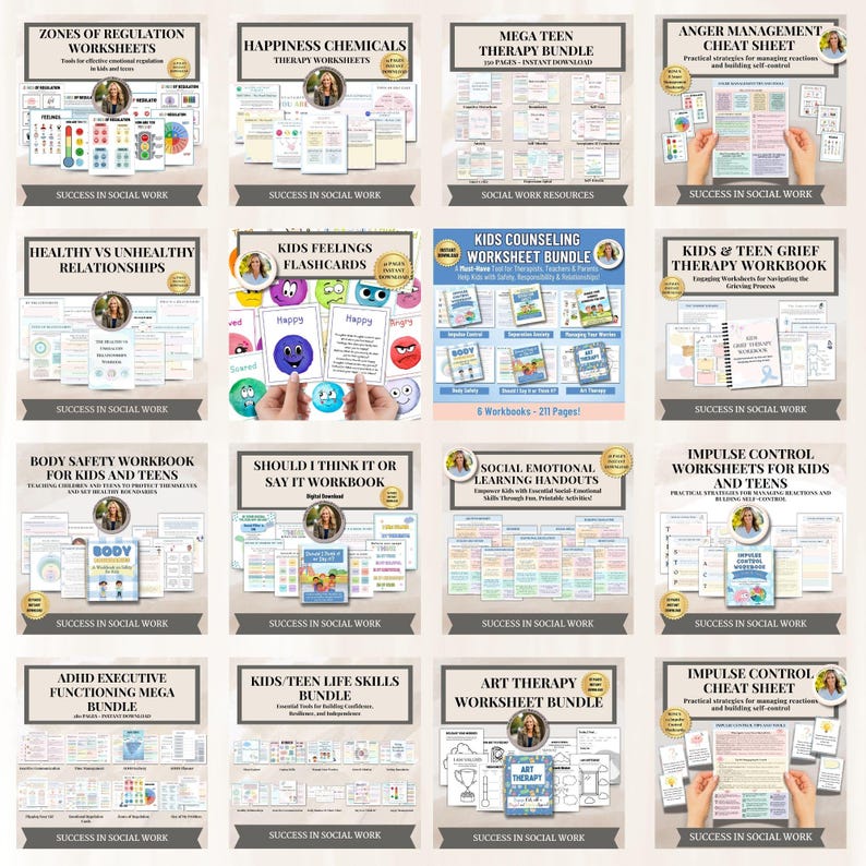 Teen Therapy Worksheet Bundle for Kids & Teen Life Skills Therapy ...