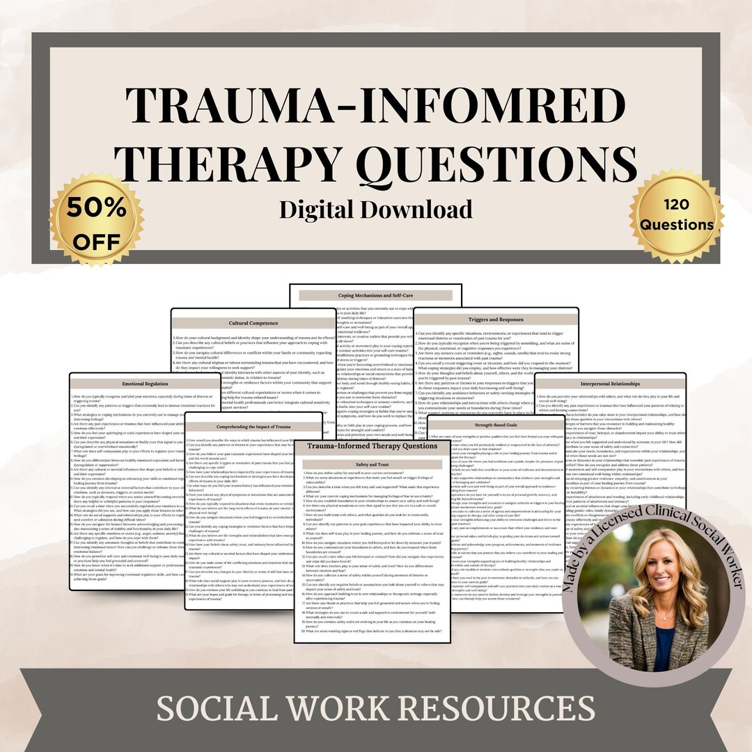 Trauma-informed Therapy Questions, Trauma Therapy Questions Bundle ...