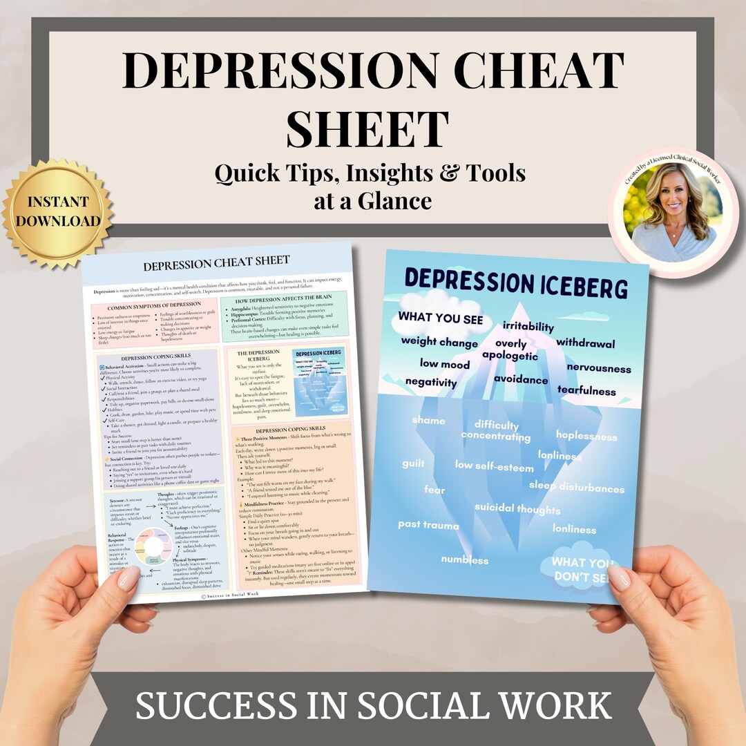 Depression Cheat Sheet & Coping Skills, Printable Poster Handout ...