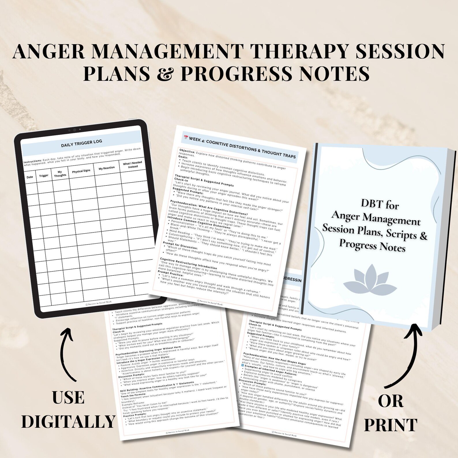 DBT for Anger Management Therapy Session Plans, Therapist Toolkit ...