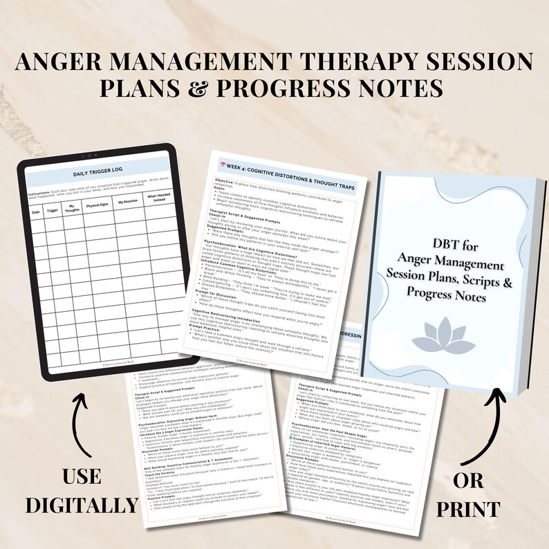 DBT for Anger Management Therapy Session Plans, Therapist Toolkit ...