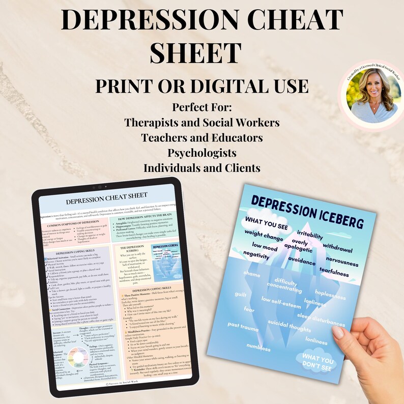 Depression Cheat Sheet & Coping Skills, Printable Poster Handout ...