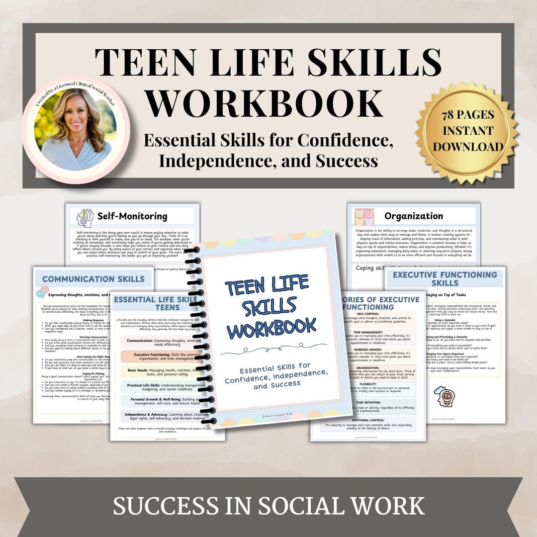 Teen Life Skills Worksheet Bundle, Therapy Worksheets, Executive ...