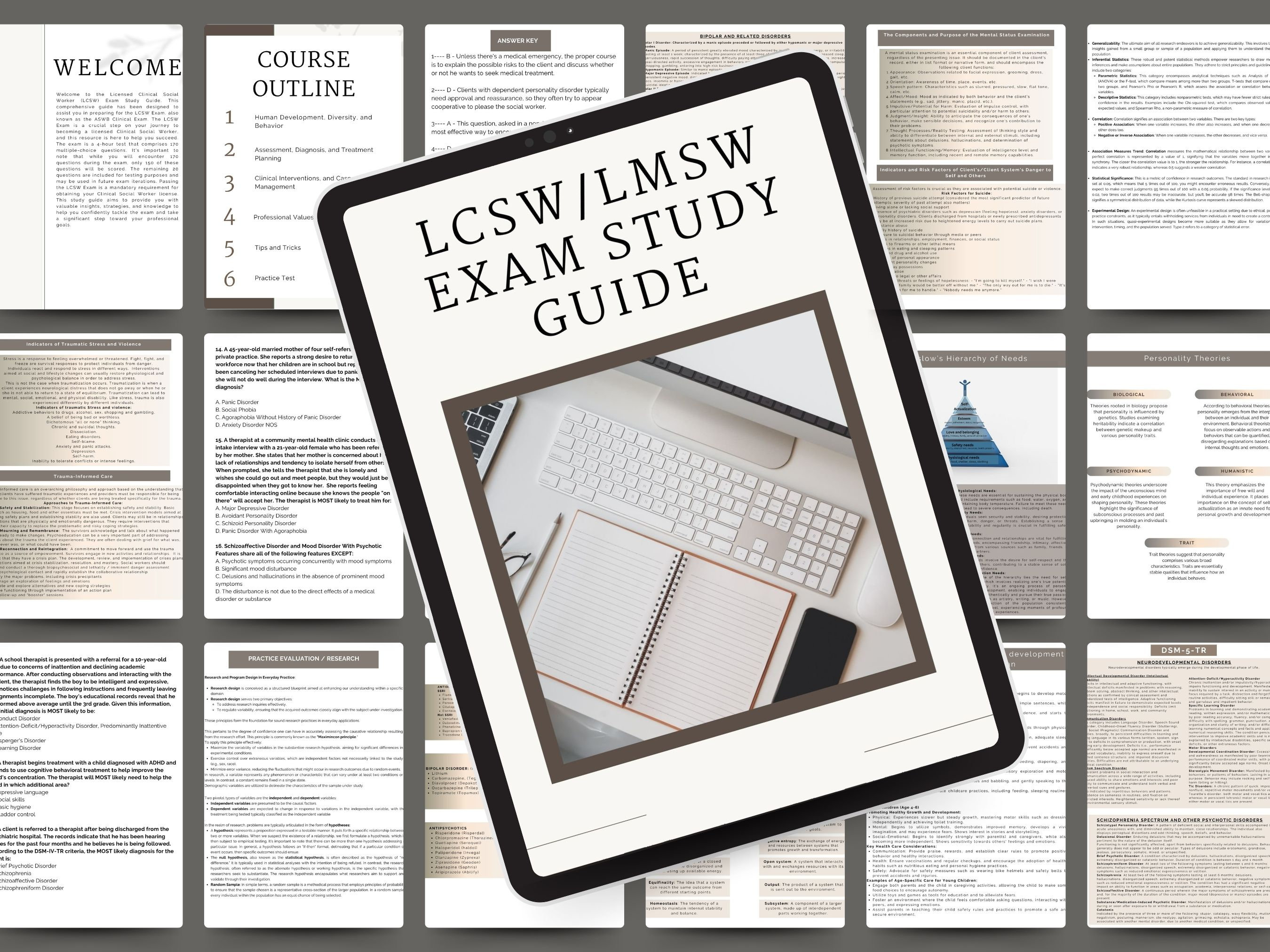 LCSW/LMSW Study Guide, ASWB Exam Tool, Complete Lcsw Lmsw Exam Study ...