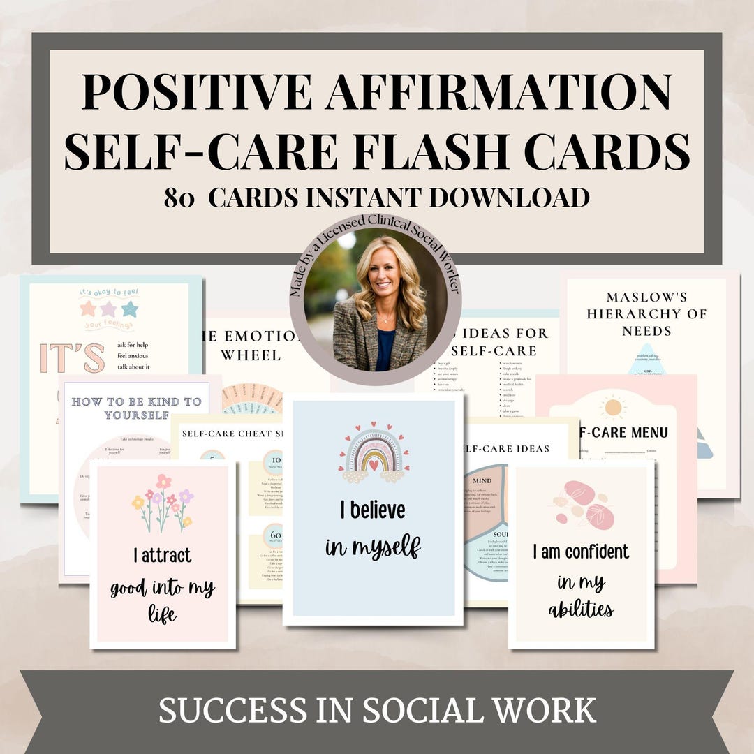 Positive Affirmation Self-care Flashcards, Positive Quote Flash Cards ...