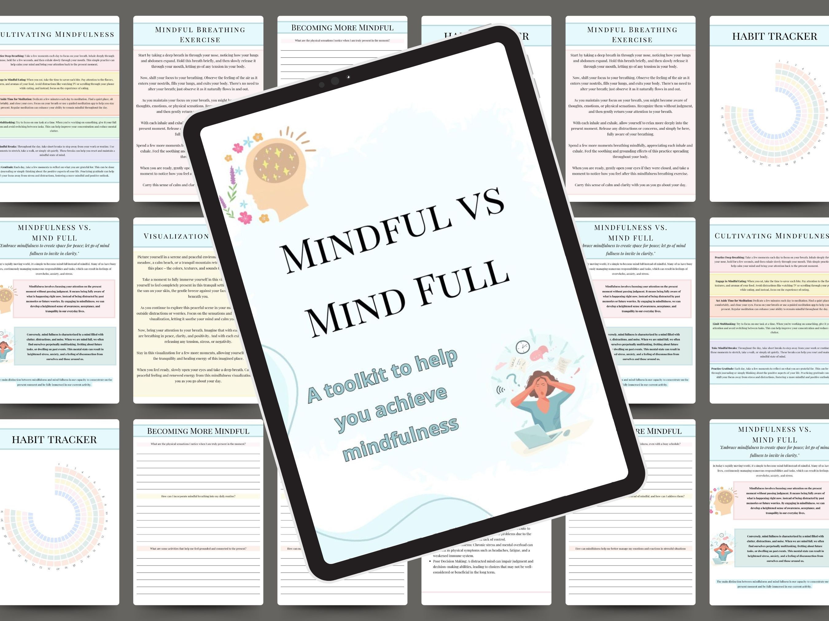 Mindfulness Worksheets, Mindful Vs Mind Full Workbook,dbt Worksheets ...