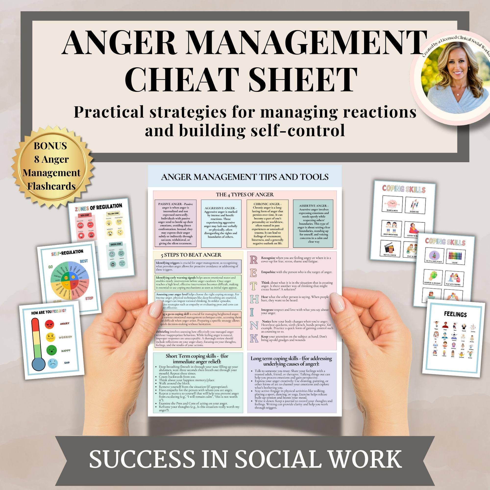 Anger Management Cheat Sheet Therapy Worksheets Calming Strategies Self ...