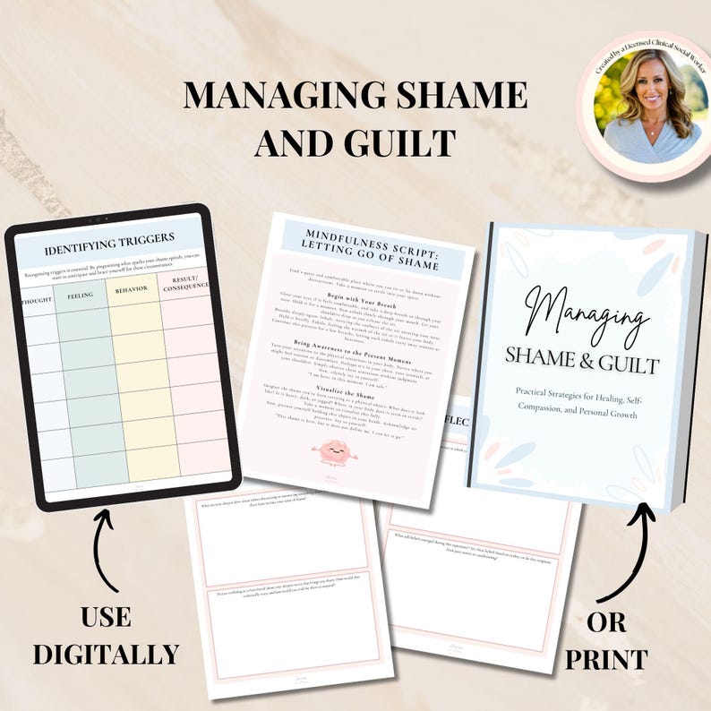 Managing Shame & Guilt Therapy Workbook Self-care Journal,therapy ...
