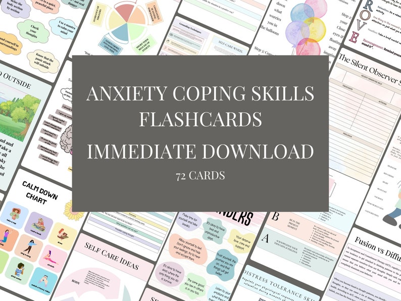Anxiety Coping Skills Flashcards Workbook Digital or Printable ...