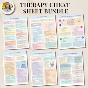 Therapy Cheat Sheet Bundle for Therapists and Mental Health ...