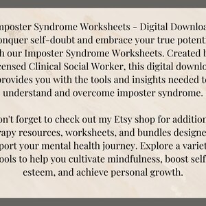Imposter Syndrome Worksheets, Self Sabotage Workbook, Inner Critic ...
