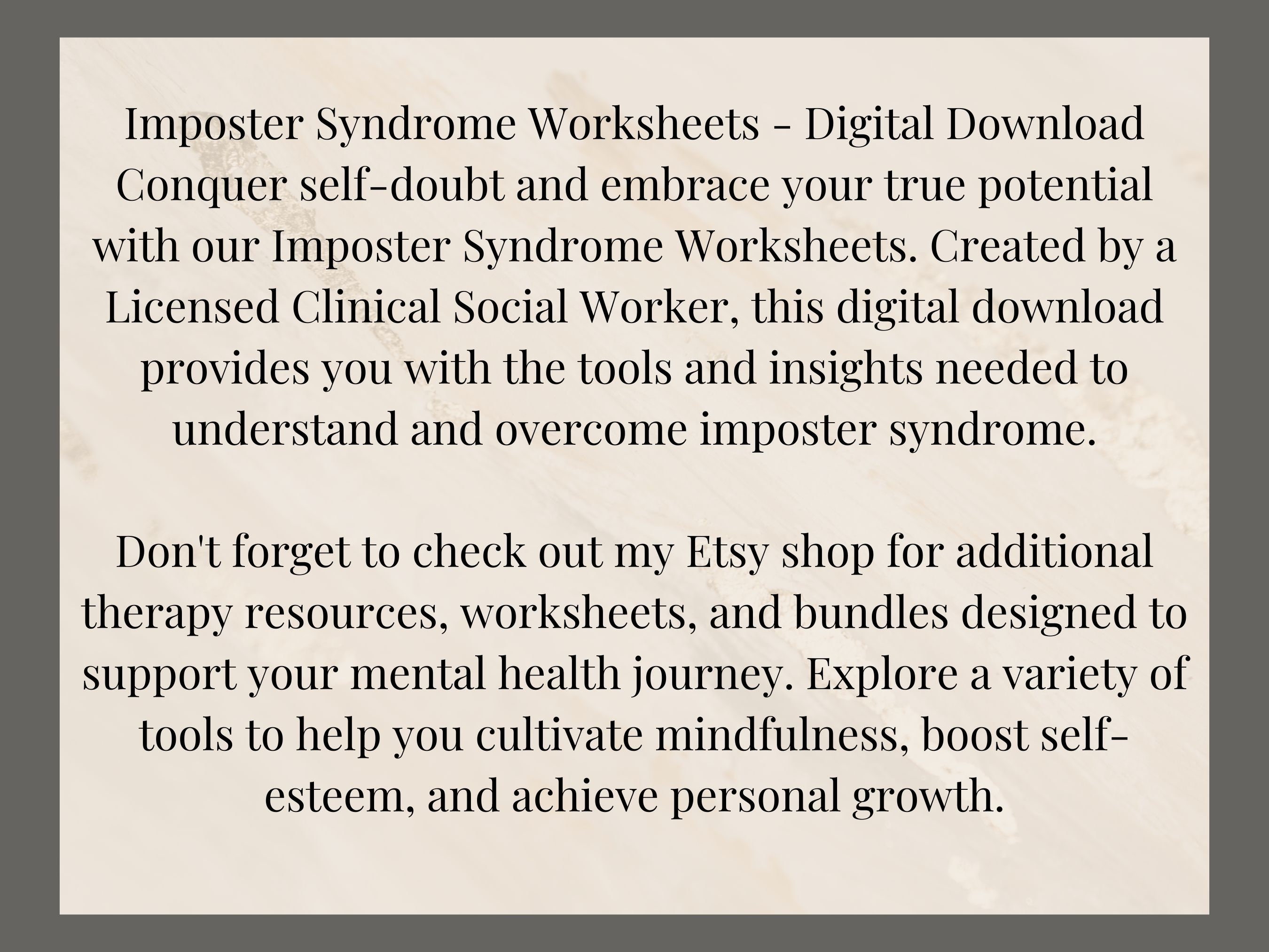 Imposter Syndrome Worksheets, Self Sabotage Workbook, Inner Critic ...