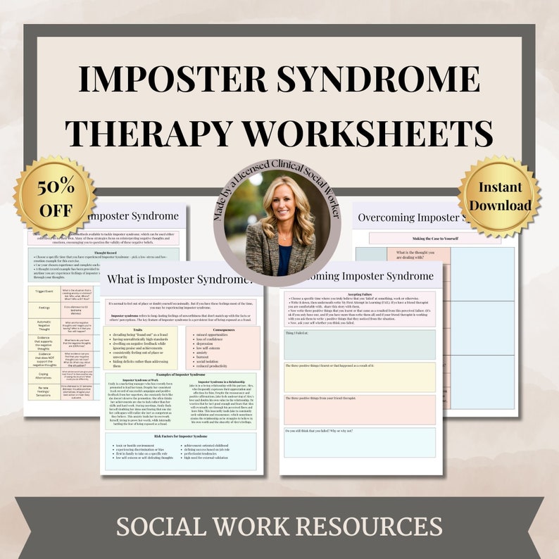 Imposter Syndrome Worksheets, Self Sabotage Workbook, Inner Critic ...