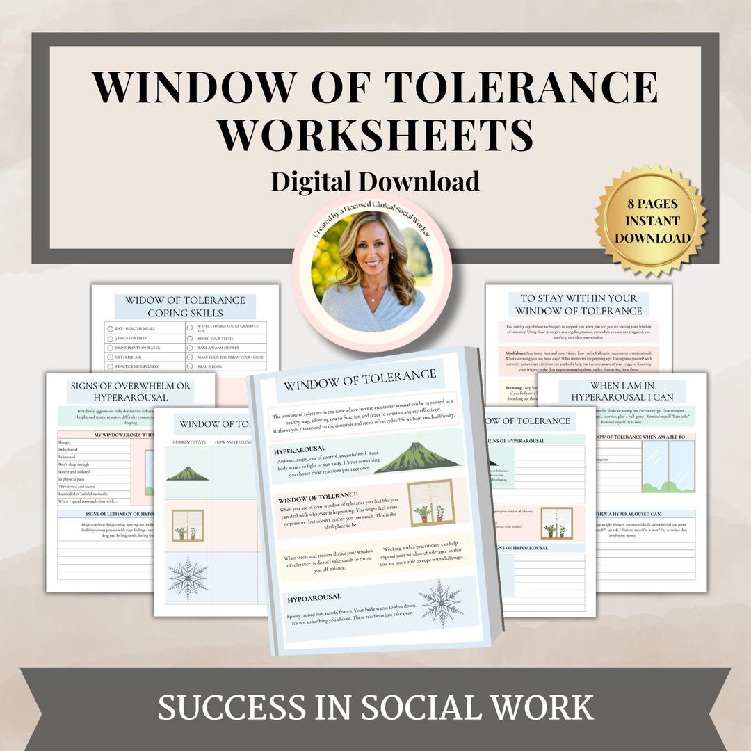 Window of Tolerance Nervous System Response, Therapy Worksheets, Window ...
