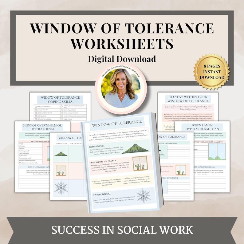 Window of Tolerance Nervous System Response, Therapy Worksheets, Window ...