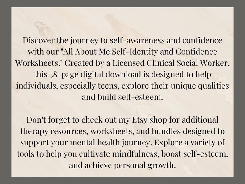 Self Esteem Worksheets, Self Esteem and Confidence and Self Identity ...