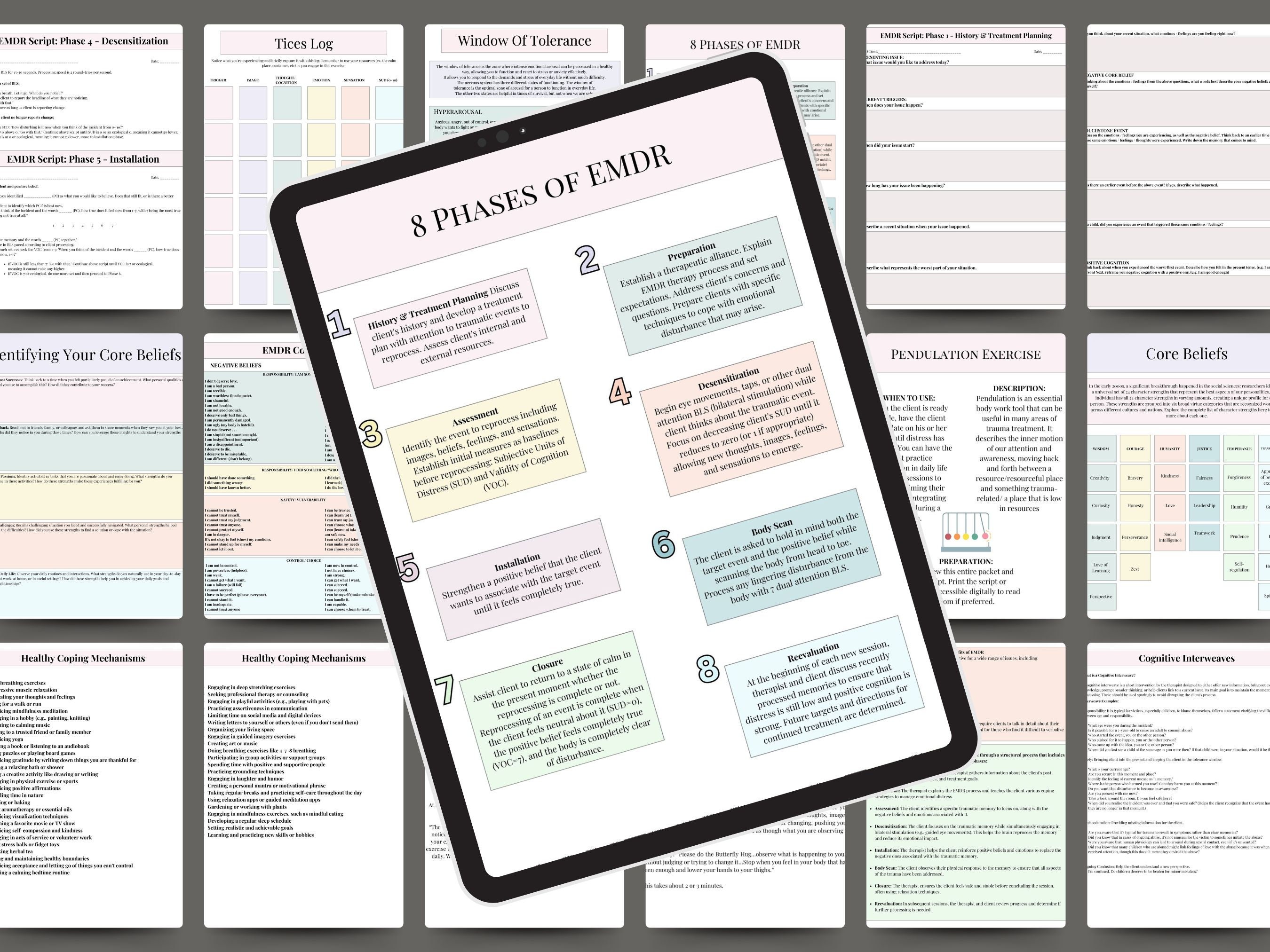 EMDR Bundle, EMDR Worksheets, Emd Tools, Emdr Interweaves, Counseling ...