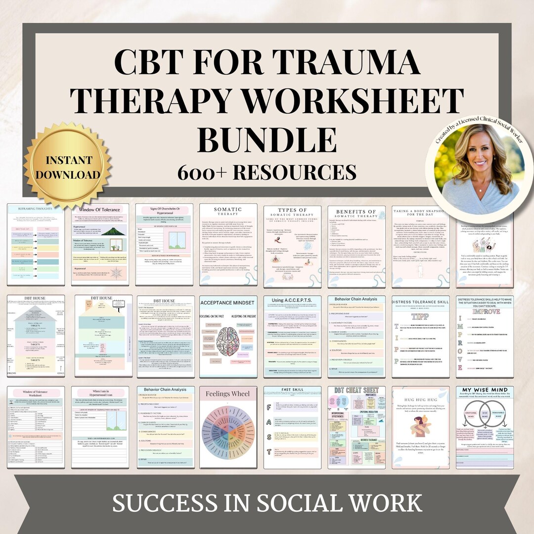CBT for Trauma Therapy Worksheets Bundle,psychology Resources,polyvagal ...