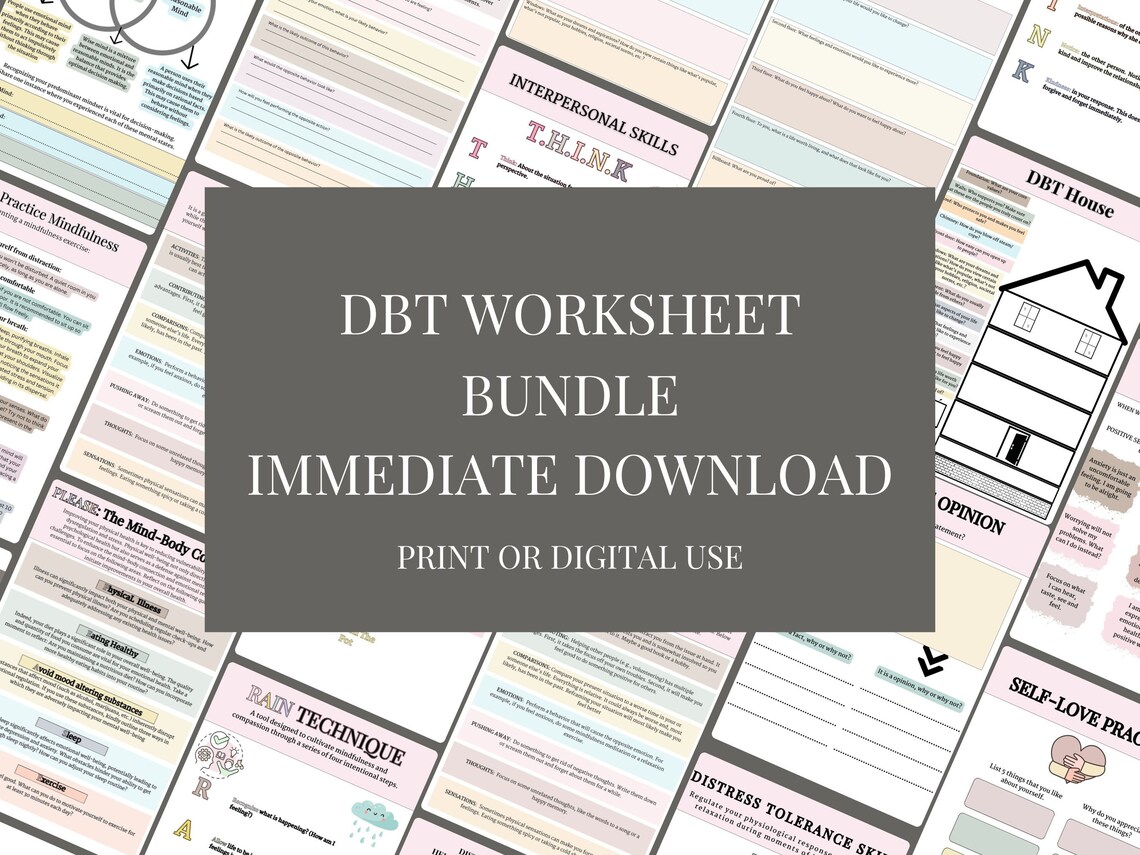 DBT Worksheets for Therapist, Dbt Skills, Dbt Workbooks. Dbt Printables ...