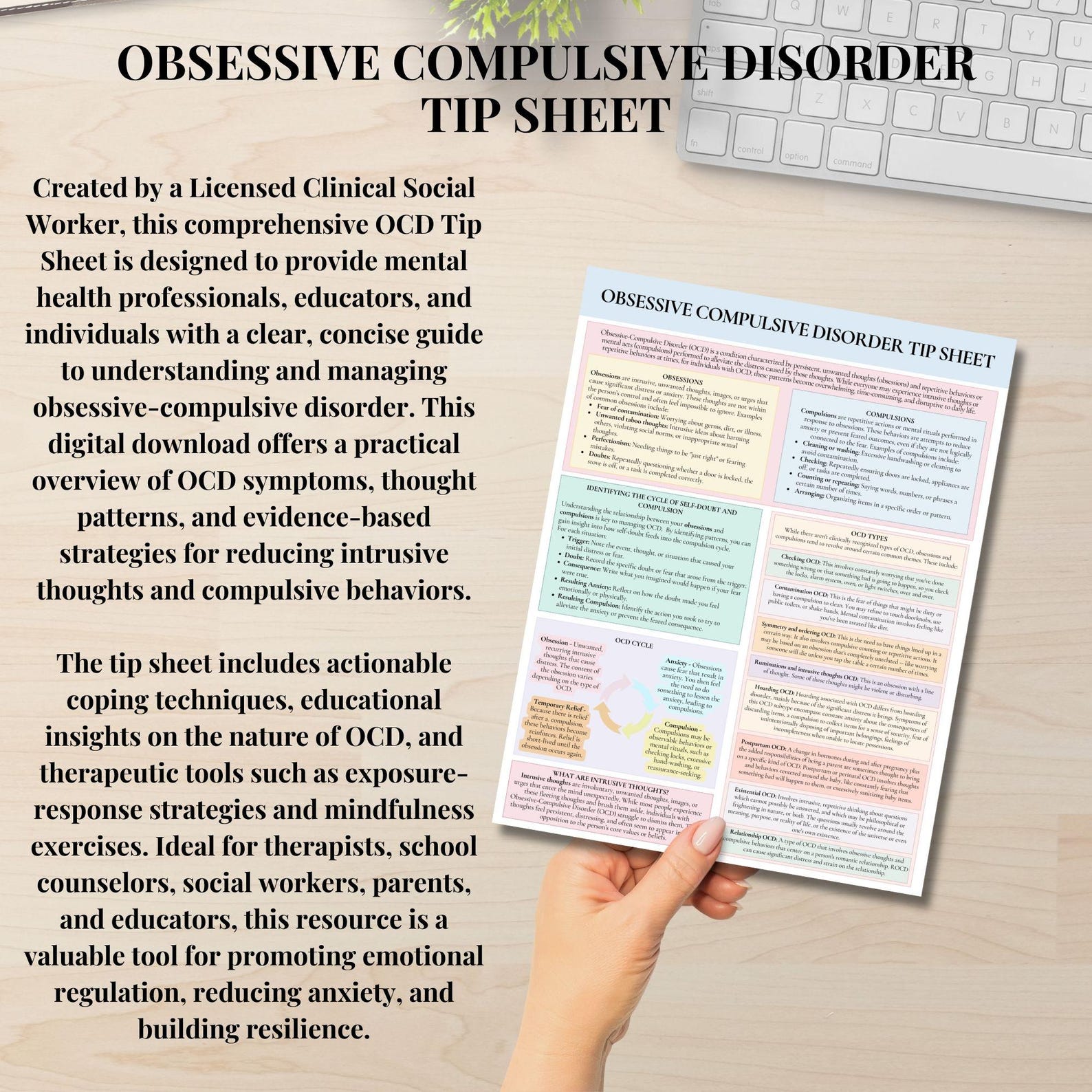 OCD Coping Skills Tip Sheet, Cheat Sheet for Obsessive Compulsive ...