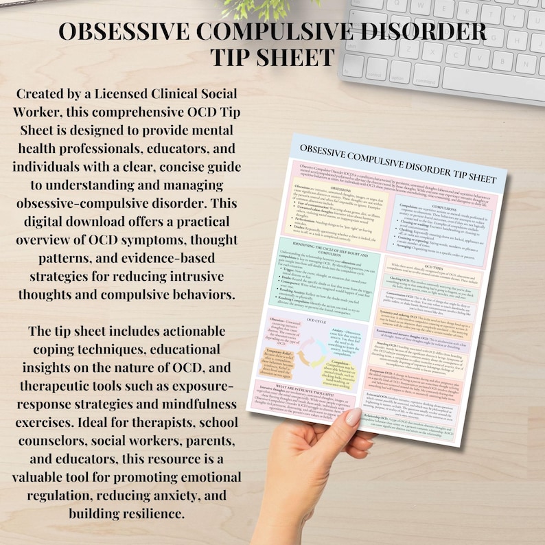 OCD Coping Skills Tip Sheet, Cheat Sheet for Obsessive Compulsive ...