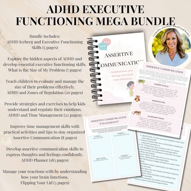 ADHD Executive Functioning Worksheets,adhd Worksheets,kids Teen Coping ...