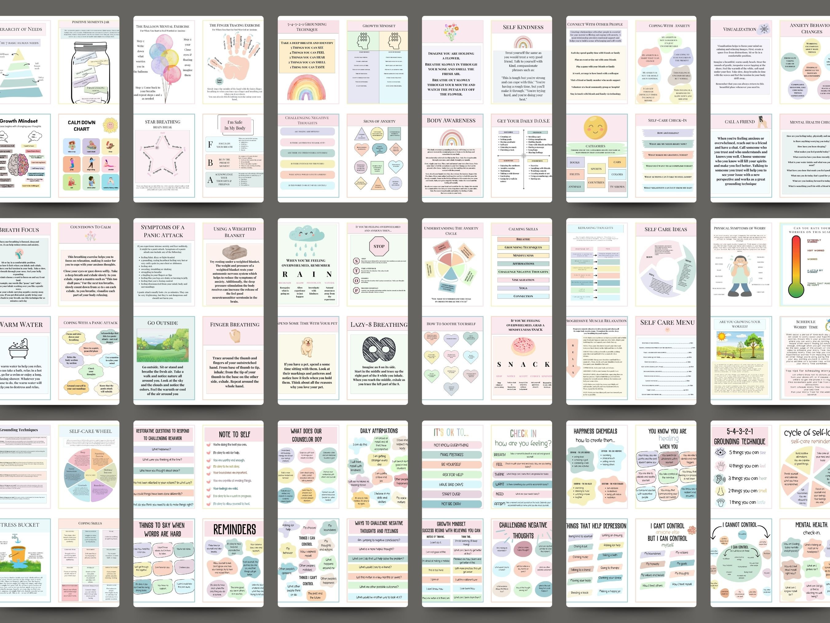 Anxiety Coping Skill Flashcards Workbook Digital Printable Worksheets ...