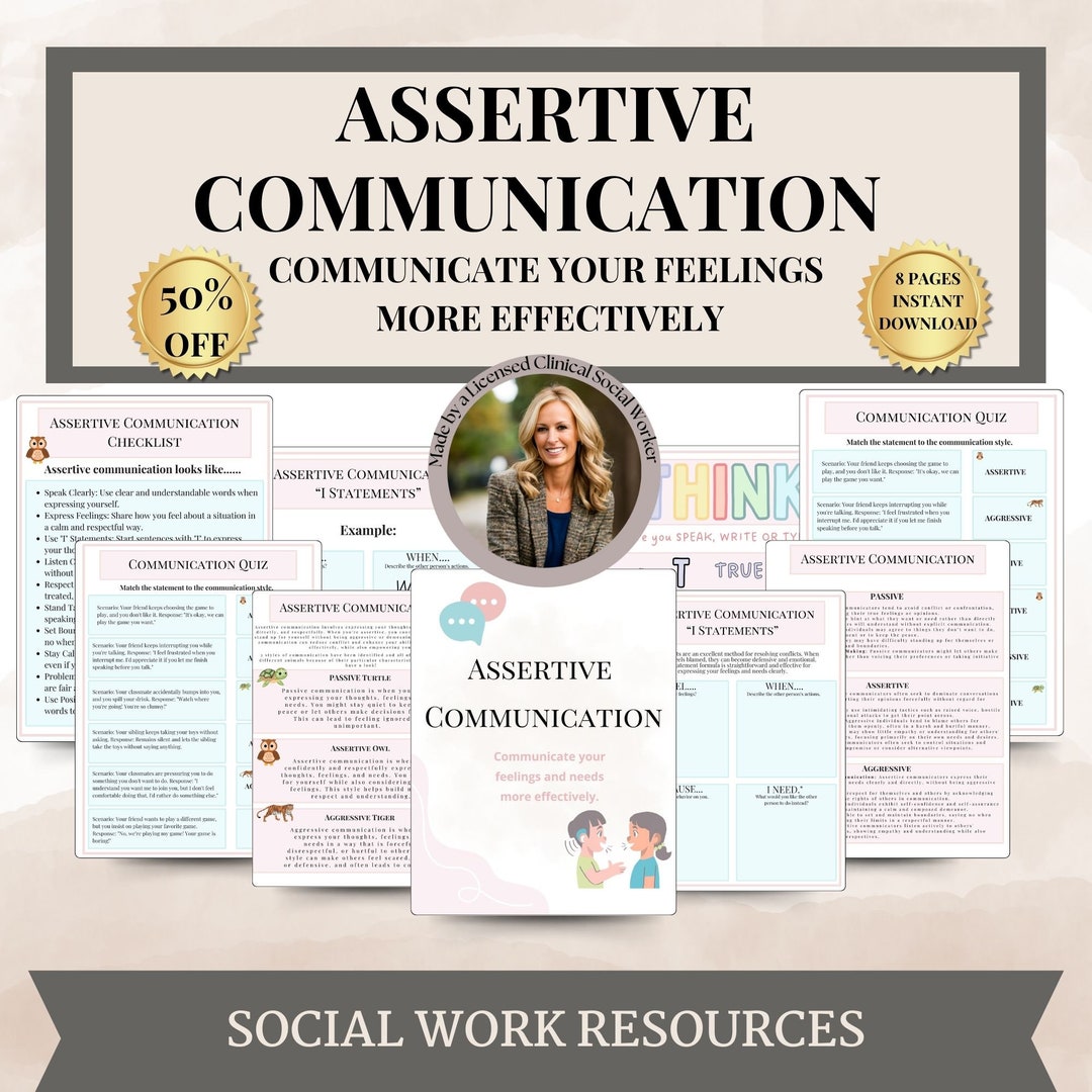 Assertive Communication Worksheets, Communication Styles and Social ...