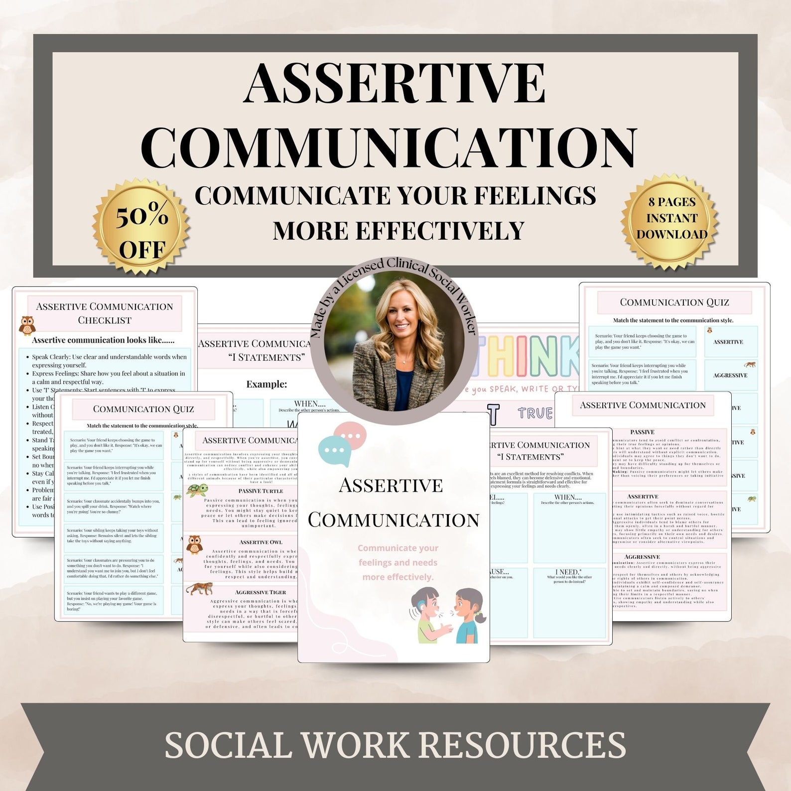 Assertive Communication Worksheets, Communication Styles and Social ...
