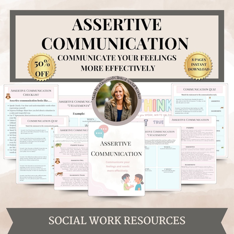 Assertive Communication Worksheets, Communication Styles and Social ...
