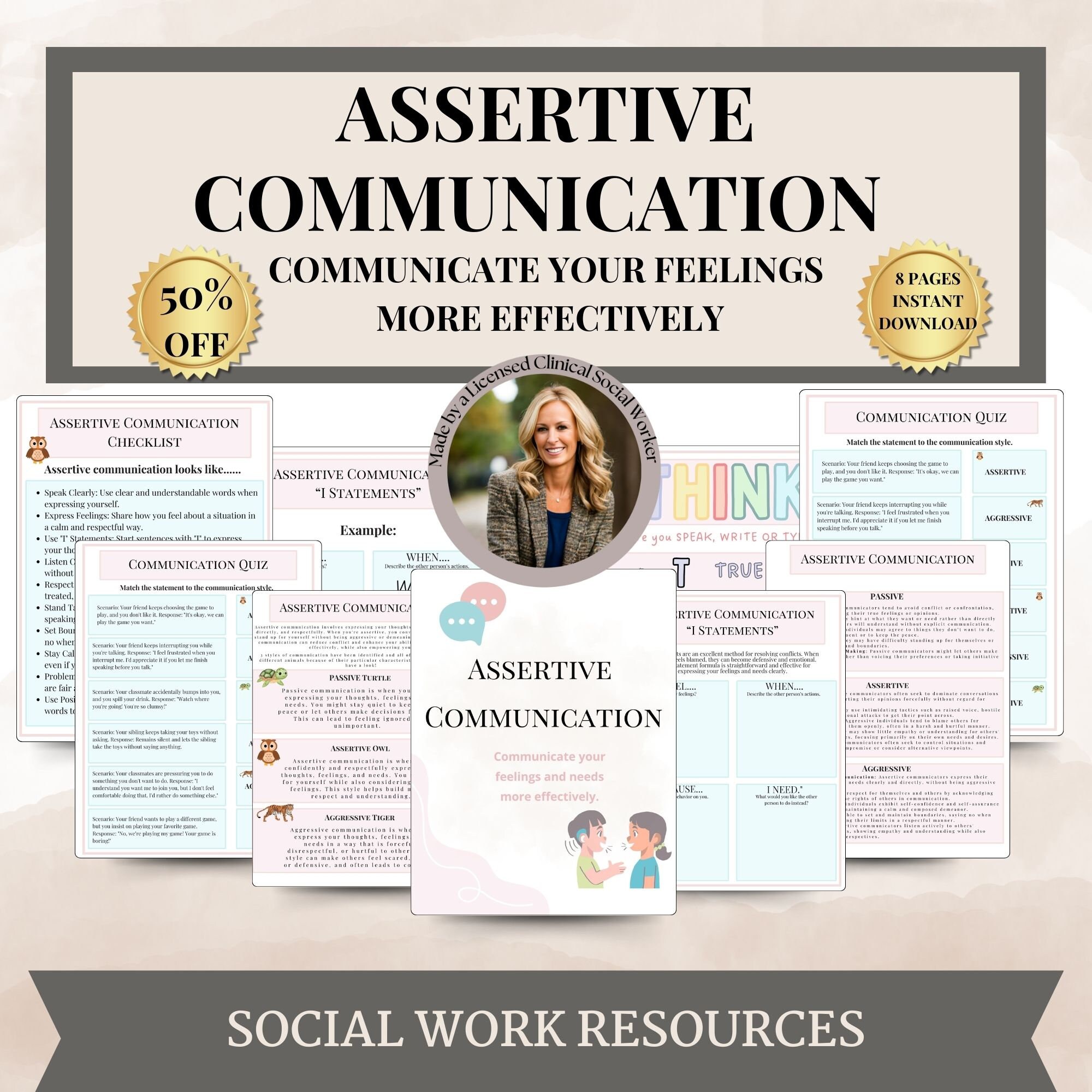 Assertive Communication Worksheets, Communication Styles and Social ...