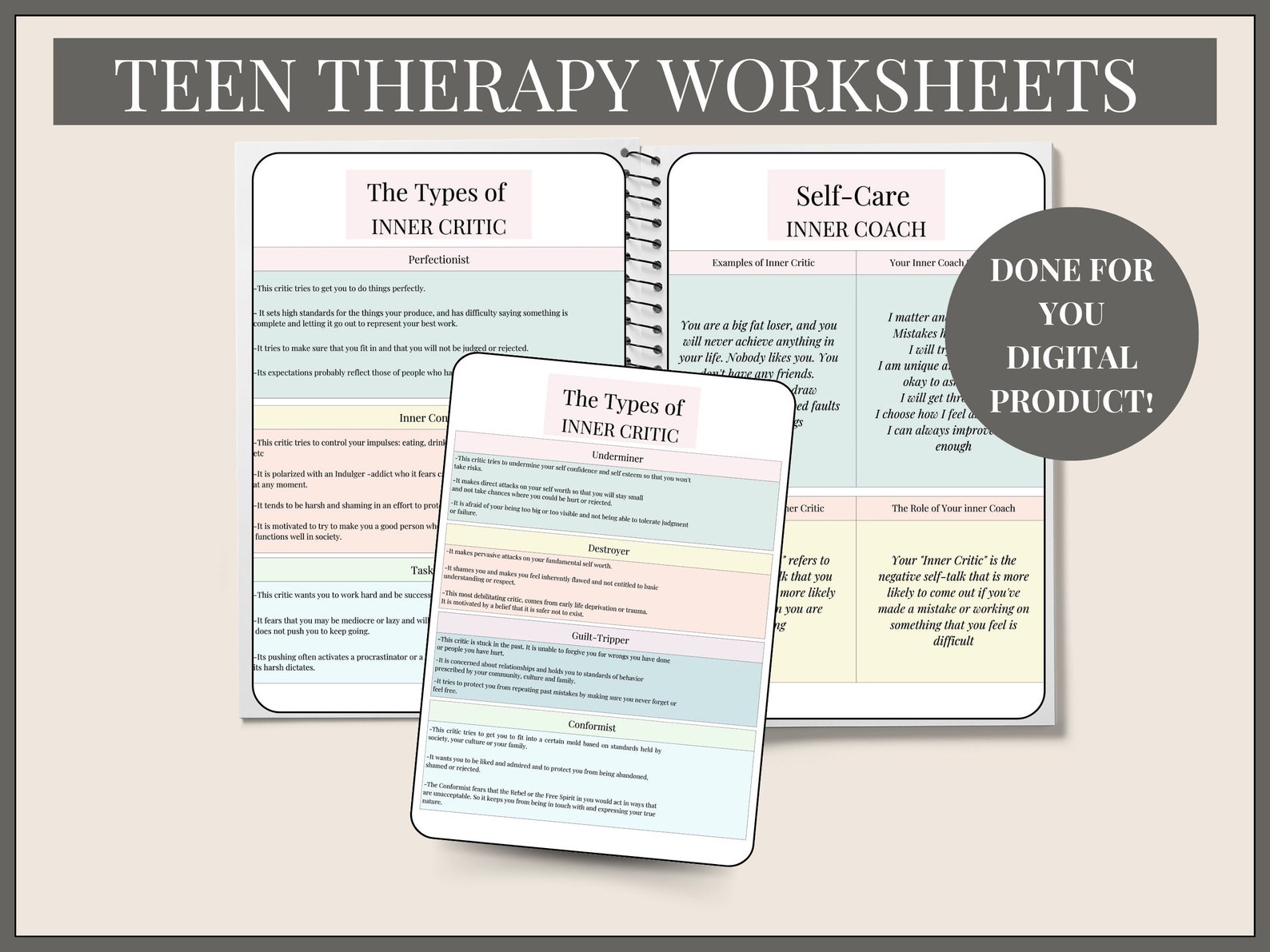 Teen Therapy Worksheet Bundle, Therapist Journal Anxiety, Teenagers ...